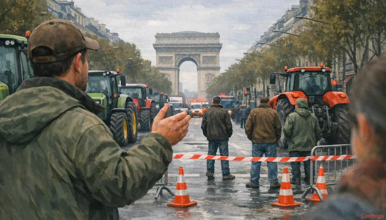 French Farmers Block Paris Traffic with 100 Tractors in Protest